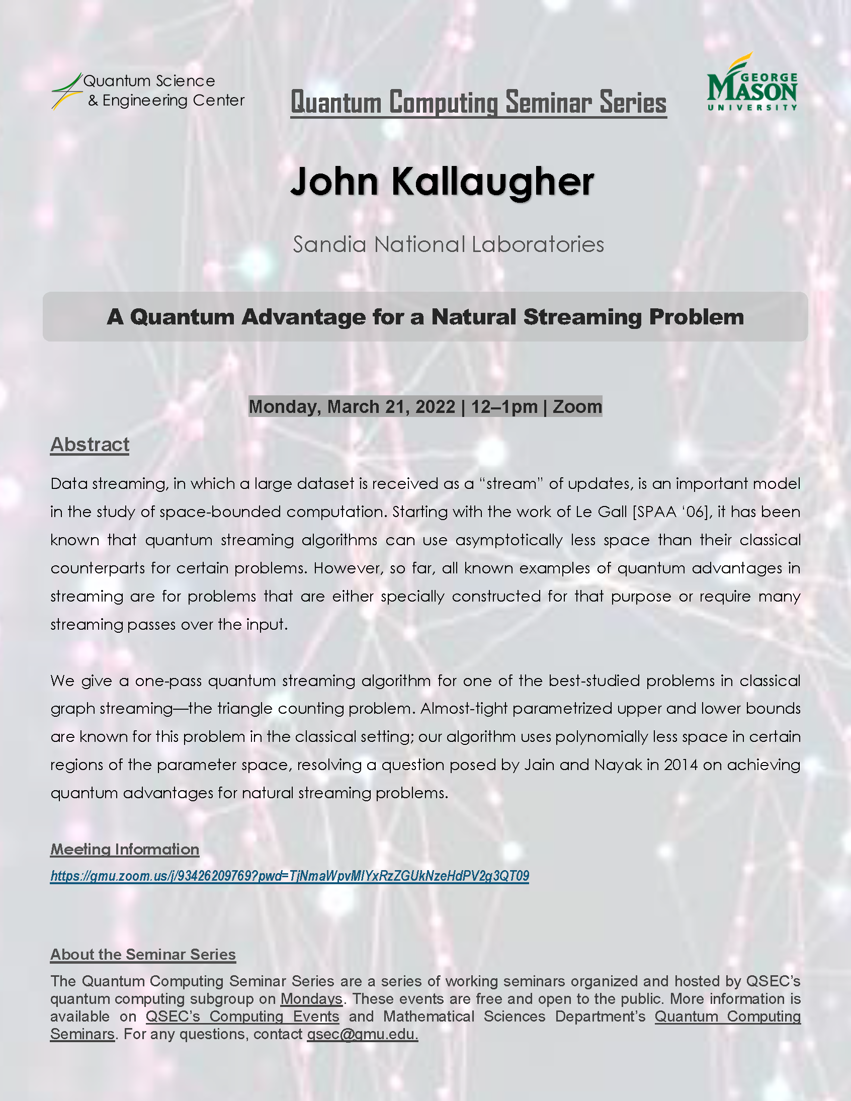 Kallaugher flyer computing – Quantum Science & Engineering Center